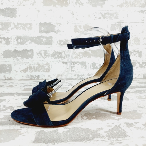Ann Taylor | Shoes | Ann Taylor Erica Bow Blue Suede Heeled Ankle Strap ...
